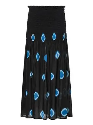 PAR Y ESCALA Smocked Cotton Maxi Josefa Skirt - Black