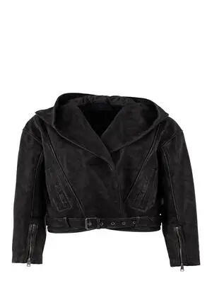 MAURITIUS Black Soft Suede Hooded Shirt-jacket Anna