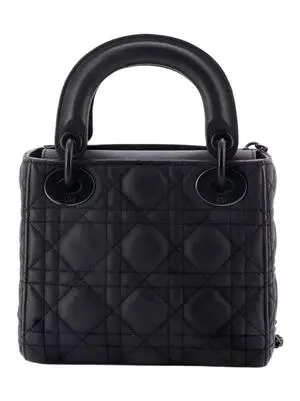 Dior Ultra Matte Lady Dior Chain Bag Cannage Quilt Calfskin Mini Shoulder Bag Black
