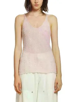 HAIKURE Lois Cable-knit Semi-sheer Tank Top - Pink