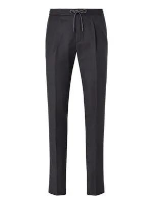 SLOWEAR Tapered Wool Drawstring Trousers - Gray