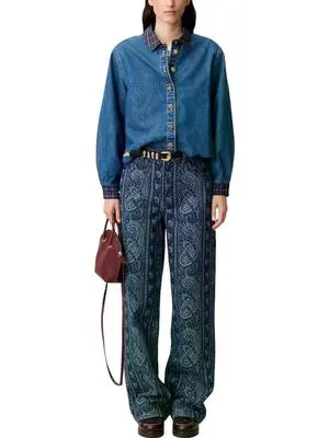 Claudie Pierlot Cotton Denim Shirt - Blue