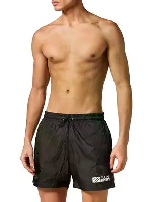 PLEIN SPORT Logo-patch Drawstring Swim Shorts - Black