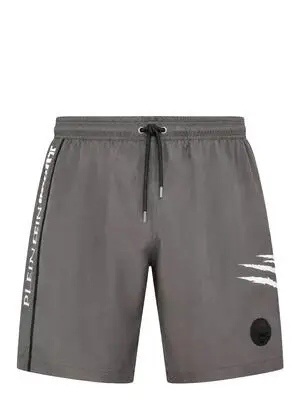 PLEIN SPORT Logo-print Ripstop Swim Shorts - Grey