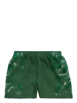 Balenciaga Paint Splatter Relaxed Fit Shorts - Green
