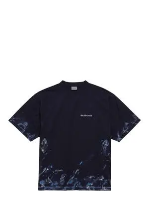 Balenciaga Paint Splatter Medium Fit T-shirt - Blue