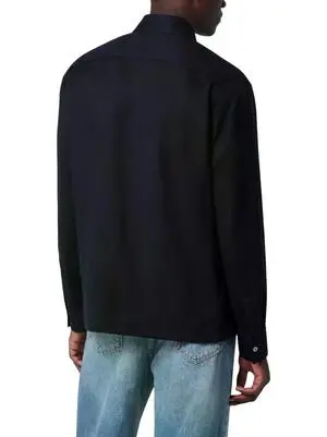 XACUS Virgin-wool Flap-pocket Shirt - Black