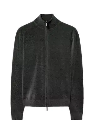 RRD Velvet-effect Zip-up Sweater - Grey