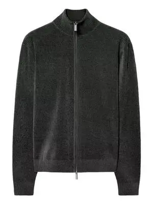 RRD Velvet-effect Zip-up Sweater - Grey