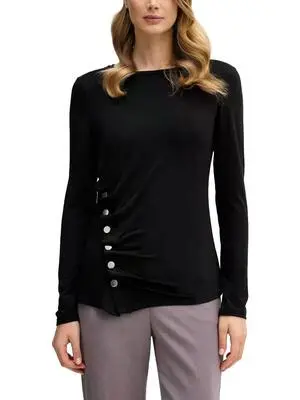 SISLEY Button-embellished Long-sleeve T-shirt