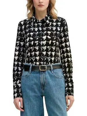 Sisley Houndstooth Buttoned Shirt - Black