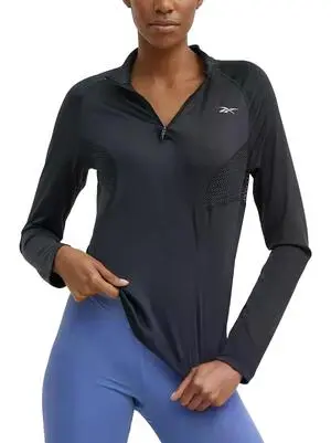 REEBOK Zipped Running T-shirt - Black