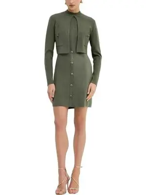 MORGAN Layered-detail Mini Dress - Green
