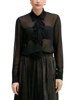 Sisley Ruffled Long-sleeve Shirt - Black