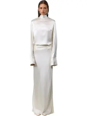 SAME Silk Long Sleeve Blouse - Cream