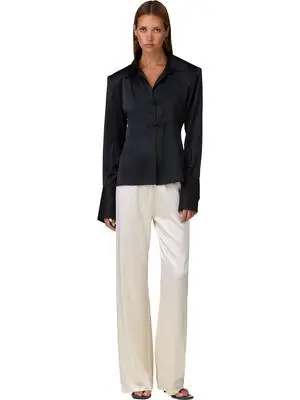SAME Tailored Silk Blouse Black