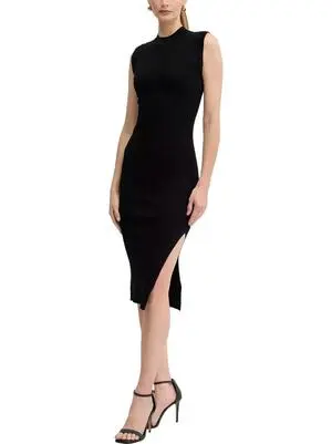 MORGAN Lace-panelled Ribbed-knit Midi Dress