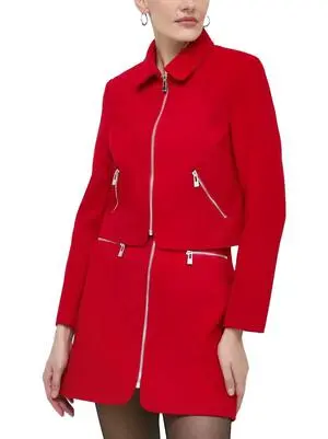 MORGAN Zip-up Cropped Jacket - Red