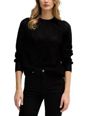 Sisley Openwork Knitted Sweater - Black