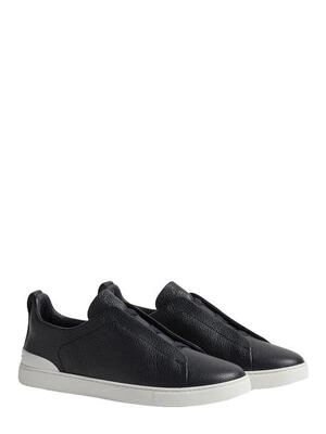 Zegna Triple Stitch™ Leather Slip-on Sneaker - Navy