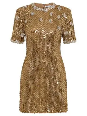 Rachel Gilbert Kylo Sleeve Mini Dress - Gold