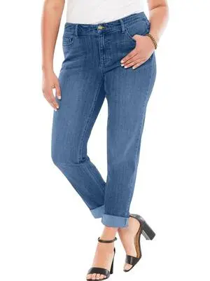 Roaman's 7 Boyfriend Jean - Medium Stonewash