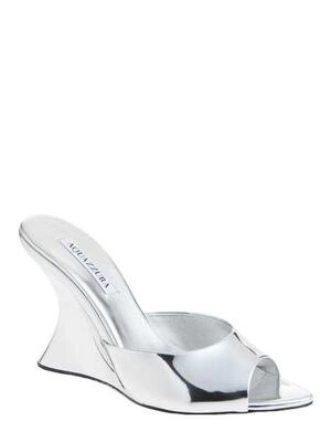 AQUAZZURA Bisous Wedge Slide Sandal - Silver
