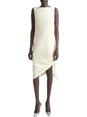 Carolina Herrera Asymmetrical Boatneck Sheath Dress - Ivory