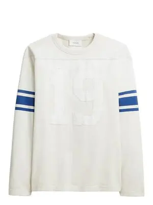 COACH Striped Varsity Long Sleeve T-shirt In Organic Cotton - White/blue