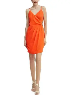 MORGAN Buckle V-neck Mini Dress - Orange