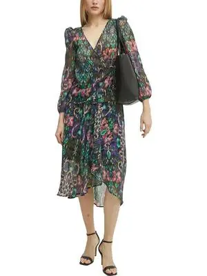 MORGAN Jary Floral-printed Pleated Midi Skirt