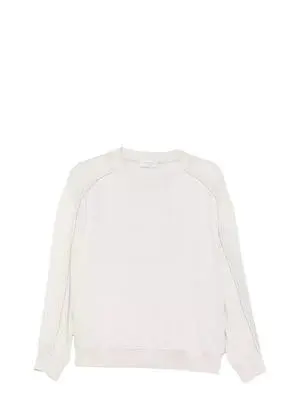 Brunello Cucinelli Sheer-panel Monili-chain Sweatshirt Neutrals
