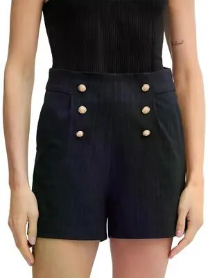 MORGAN Pinstripe-pattern Double-breasted Shorts - Blue