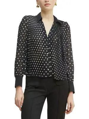 MORGAN Polka-dot Blouse - Black