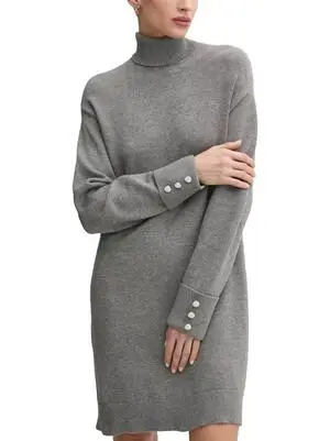 MORGAN Embellished-cuff Roll-neck Mini Dress