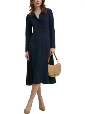 MORGAN Button-up Long-sleeve Midi Dress - Blue