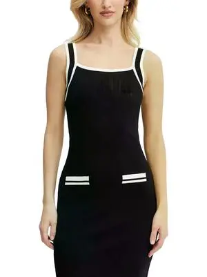 MORGAN Ribbed-knit Contrast-trim Mini Dress