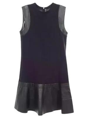 Balenciaga 2010s Leather-trim Sleeveless Dress - Blue