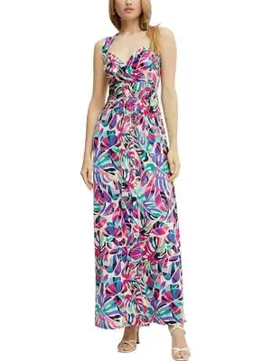 MORGAN Tropical-print Ring-detail Maxi Dress