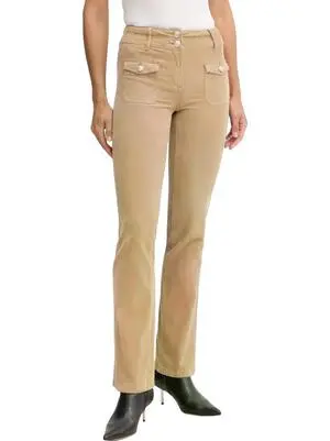 MORGAN Corduroy Button-detail Trousers - Neutrals