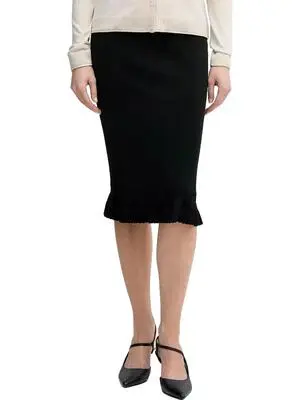Sisley Ruffled-hem Midi Skirt - Black