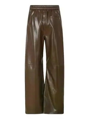 ISABELLE BLANCHE Elasticated-waist High-waisted Trousers - Brown