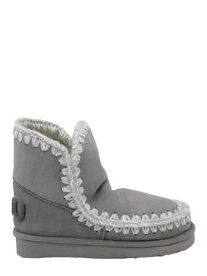 Mou Eskimo Crochet-trim Glitter-logo Boots - Grey