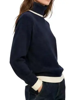 SEVENTY 19 70 Roll-neck Contrast-trim Sweater