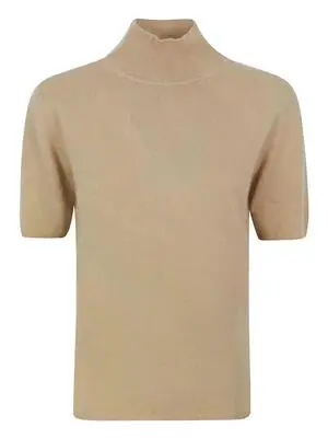 ALLUDE Short-sleeve High-neck T-shirt - Neutrals