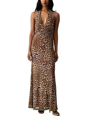Bardot Elera Leopard-print Ruched-waist Maxi Dress - Neutrals