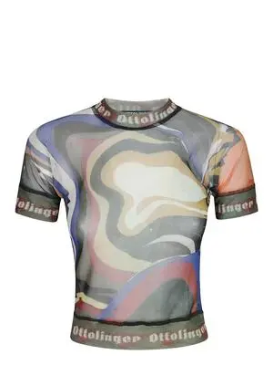 Ottolinger Psychedelic-print Mesh T-shirt - Neutrals