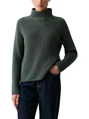 Marc O'polo Ribbed-knit Raglan-sleeve Sweater - Green