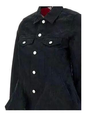 Comme Des Garçons Damask-pattern Peplum Jacket - Black