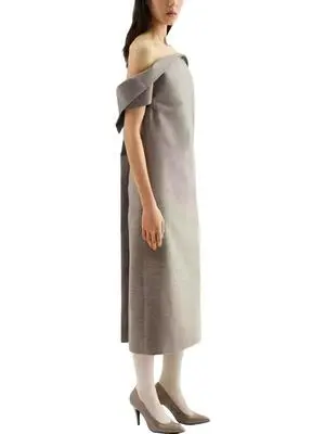 JIL SANDER Wool Off-the-shoulder Dress - Grey